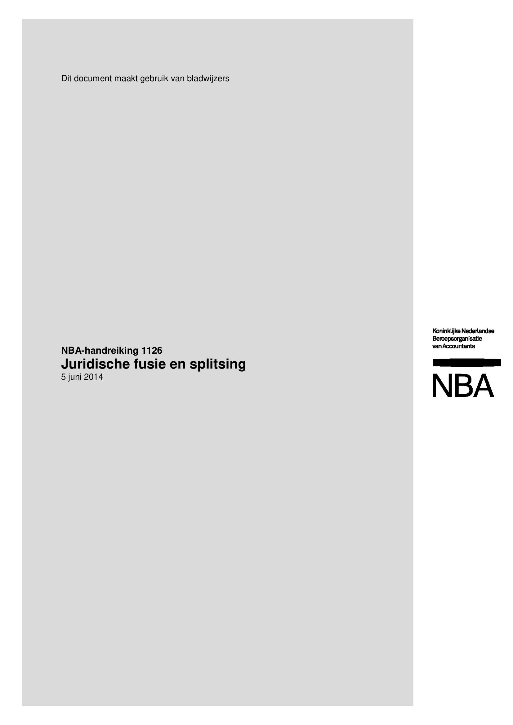 NBA-handreiking 1126: Juridische fusie en splitsing