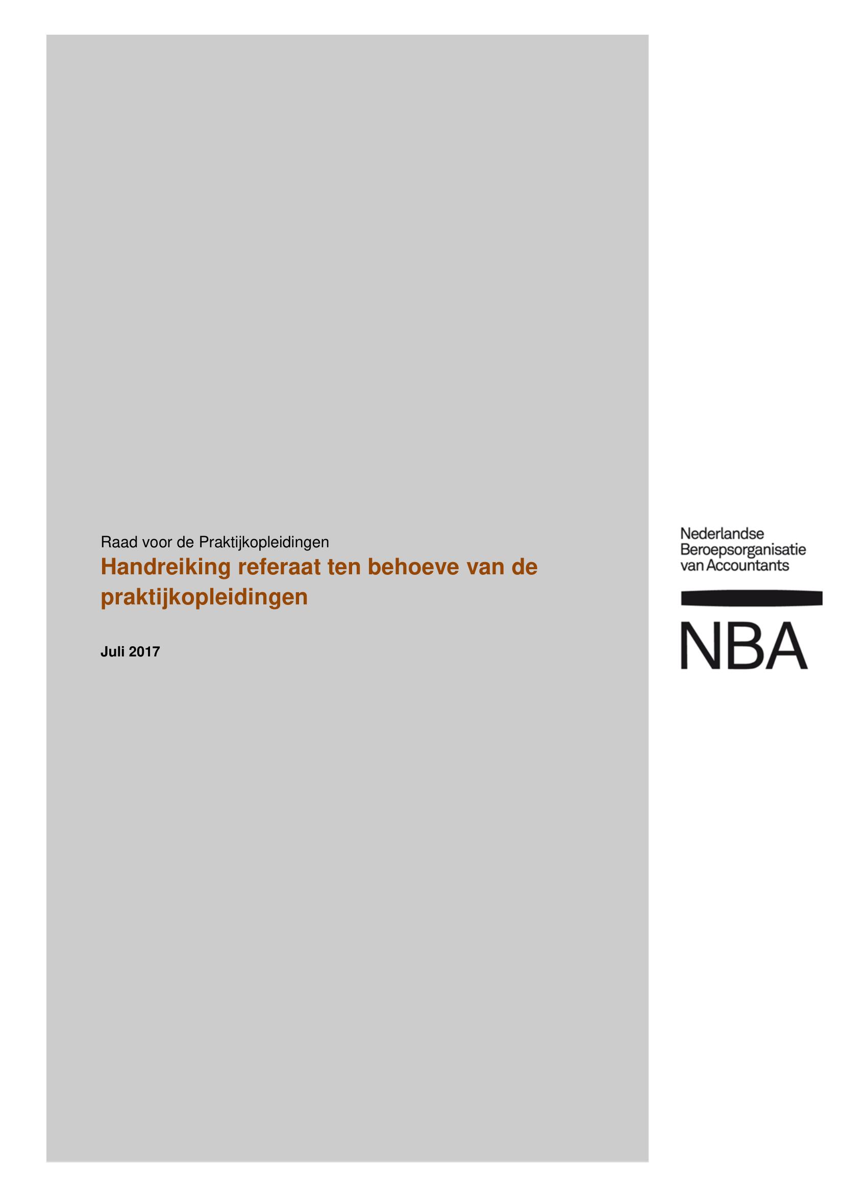 Handreiking referaat praktijkopleiding